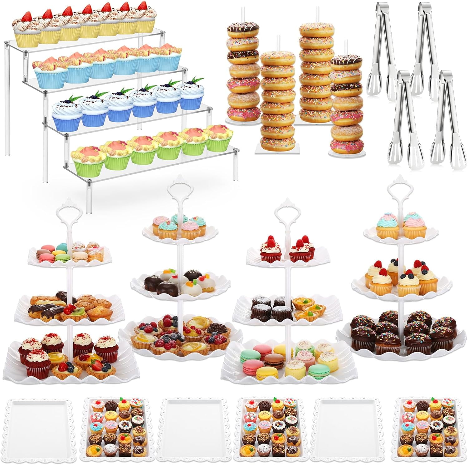 19 Pcs Cupcake Stand Holder, Dessert Table Display Set, Tiered Cupcake ...