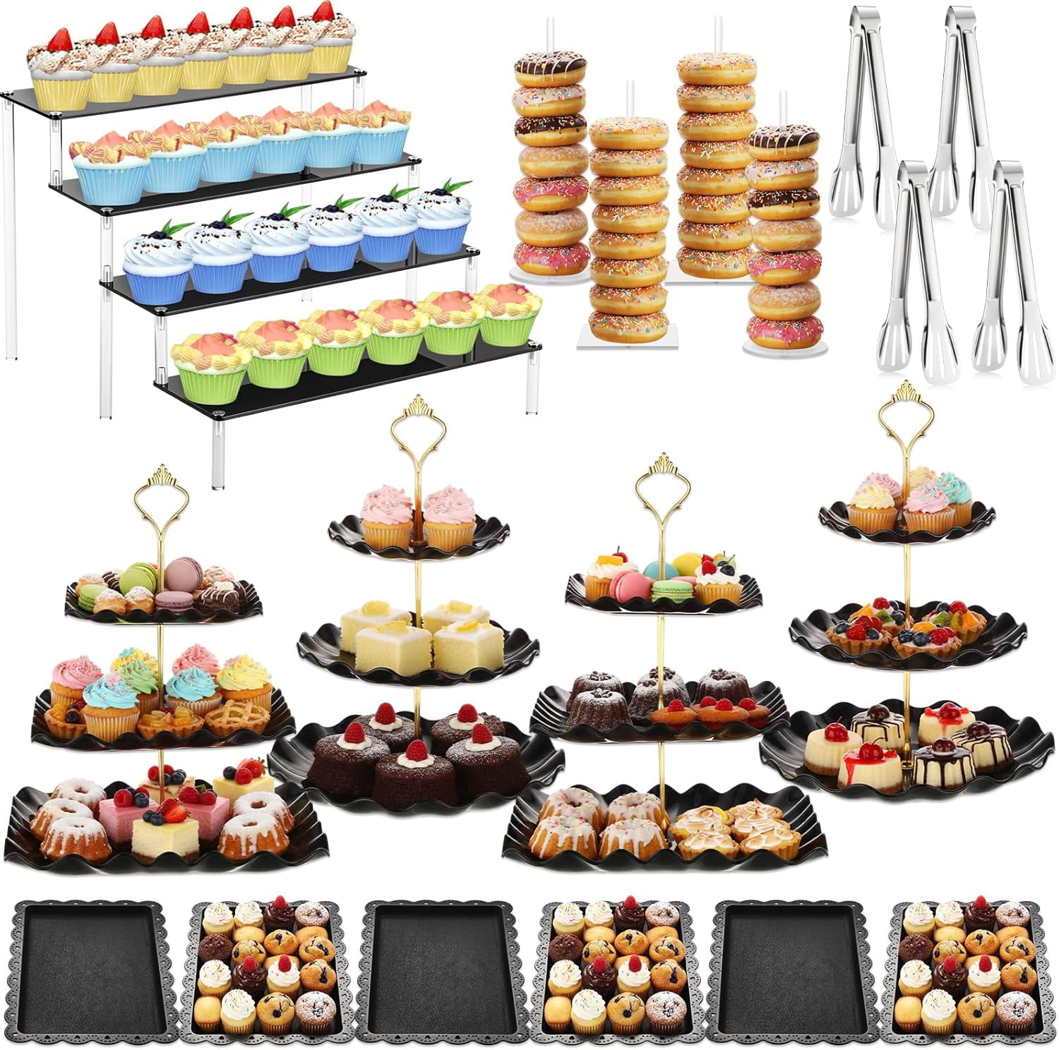 19 Pcs Cupcake Stand Holder, Dessert Table Display Set, Tiered Cupcake ...