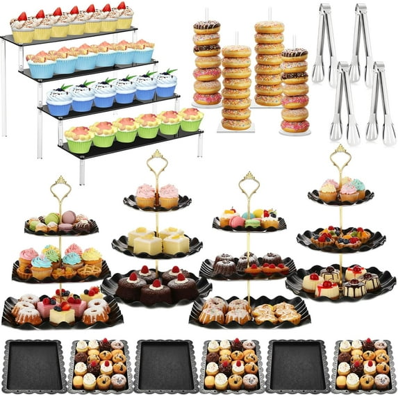 19 Pcs Cupcake Stand Holder, Dessert Table Display Set, Tiered Cupcake ...