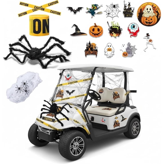 19 Pcs Halloween Golf Cart Decoration Kit, Halloween Car Decor for ...