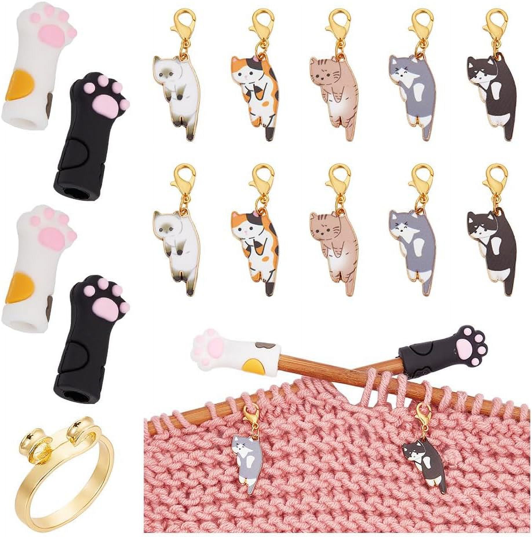 19 Pcs Knitting Accessories Kit Including 10 Pcs DIY Cat Locking Stitch ...