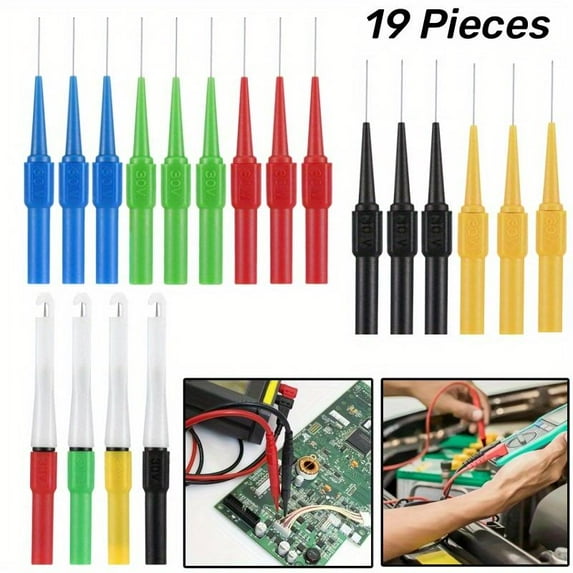 19 Pcs Multimeter Test Set Include 15 Test Probe Pins 0.7mm and 4 ...