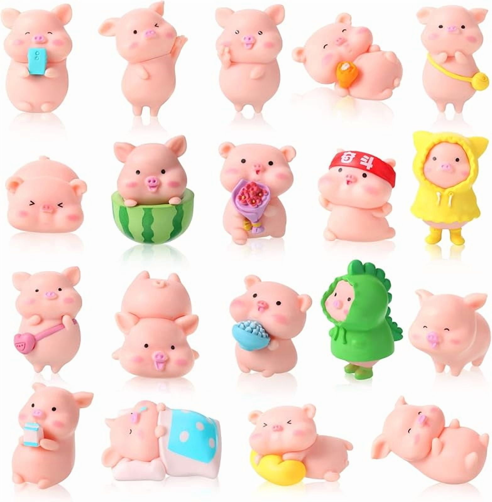 19 Pcs Pig mini Figurines Toys Figure Animal Toys Set Cute Figurine Pig ...