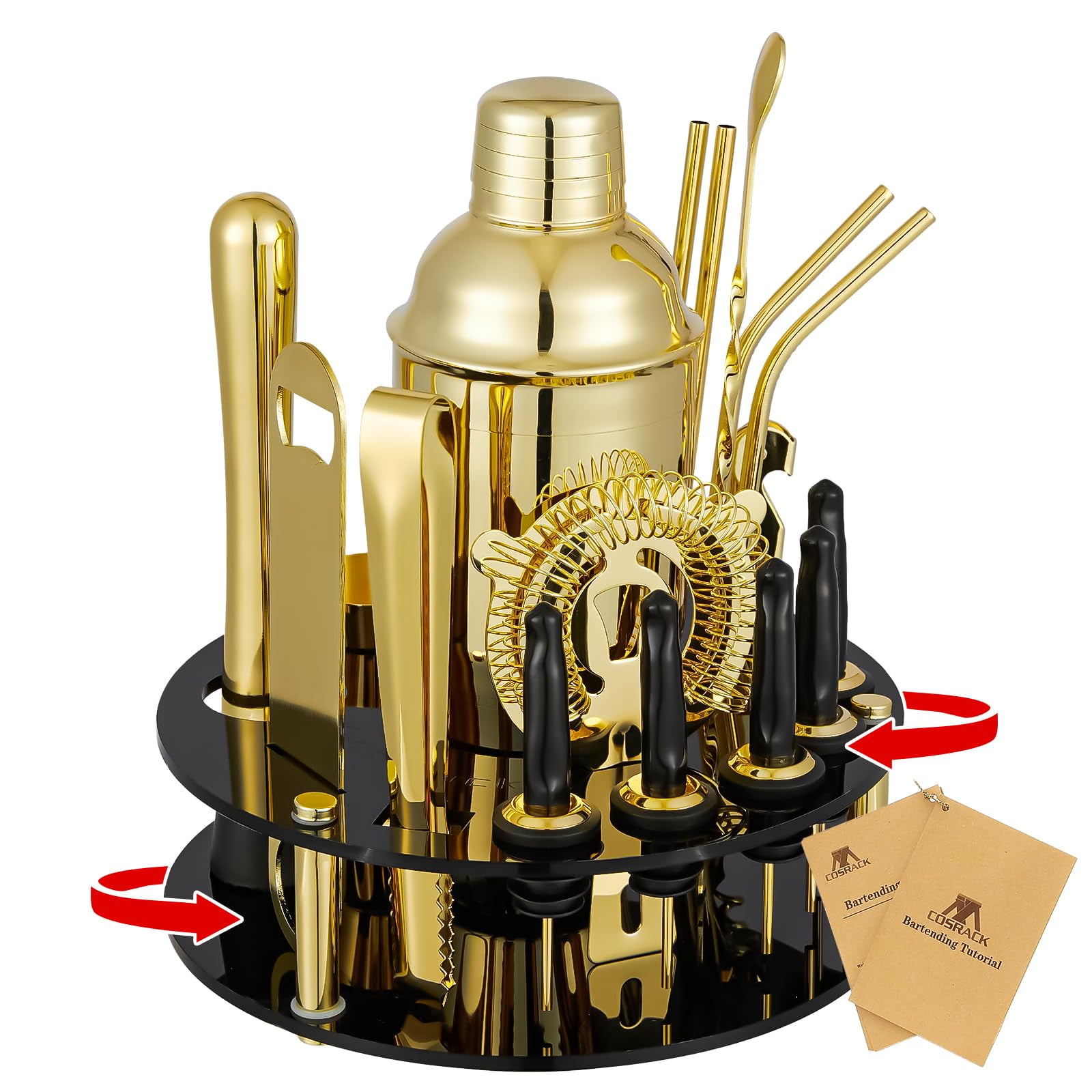 19-Piece Bar Set, Gold Cocktail Shaker Set For Drink Mixing: Stainless ...