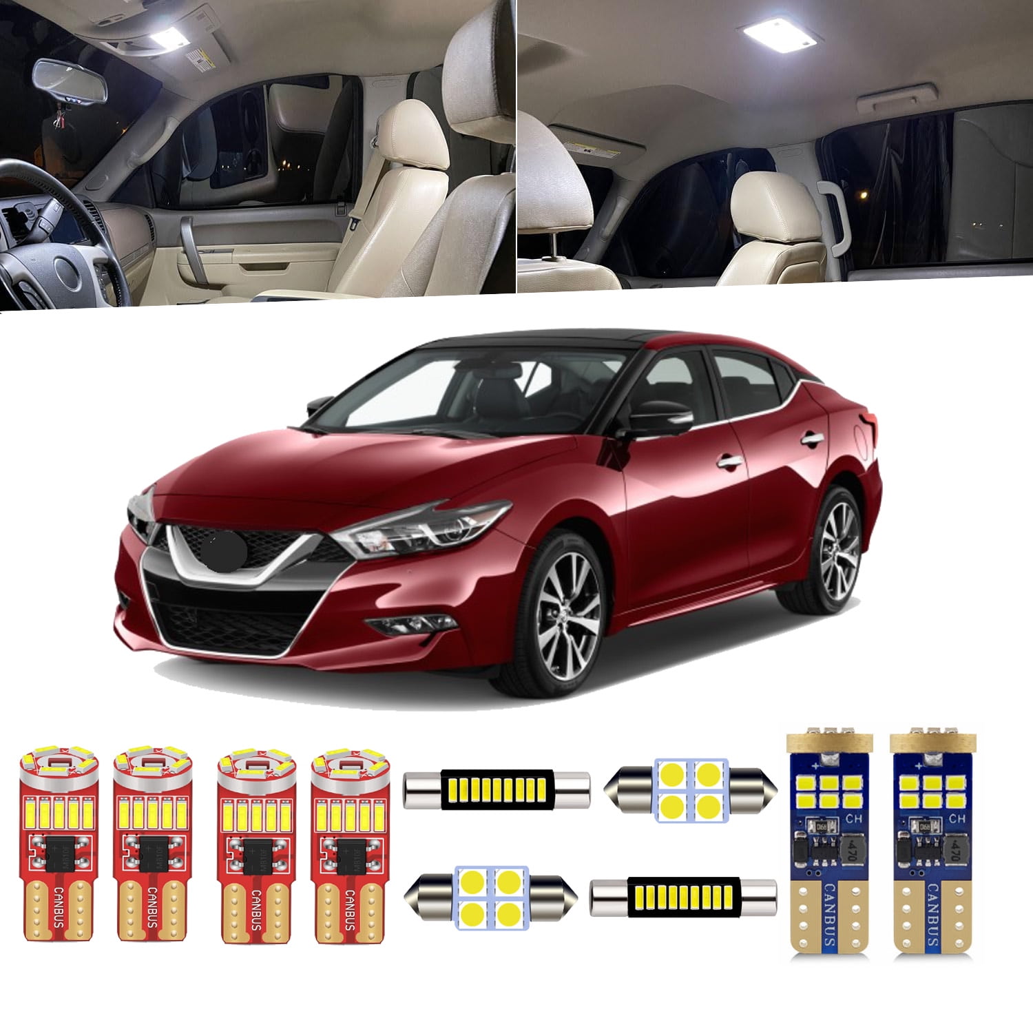19 Piece Car Interior LED Lights Kit for Nissan Maxima 2009-2015 Dome ...