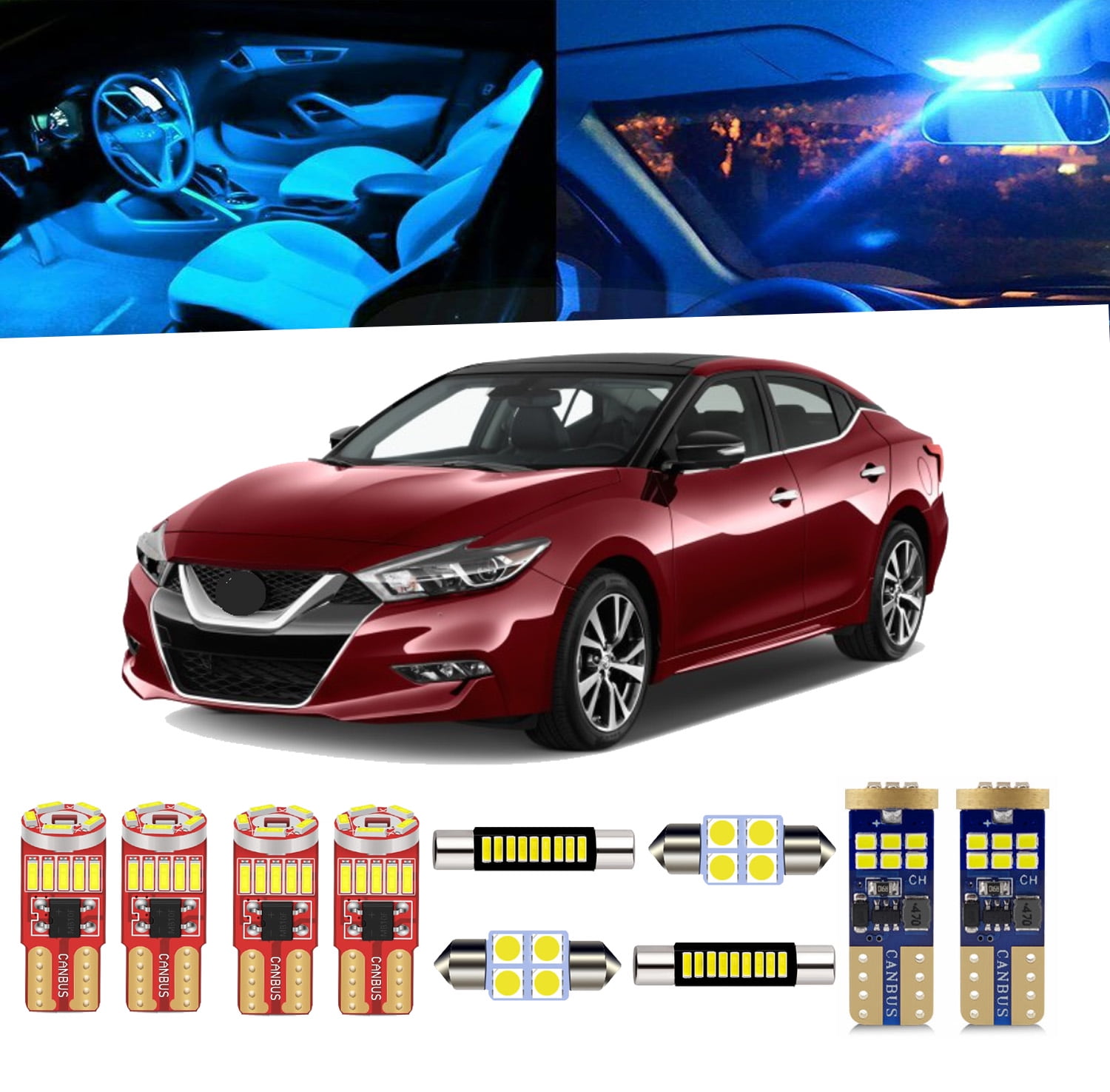 19 Piece Car Interior LED Lights Kit for Nissan Maxima 2009-2015 Dome ...