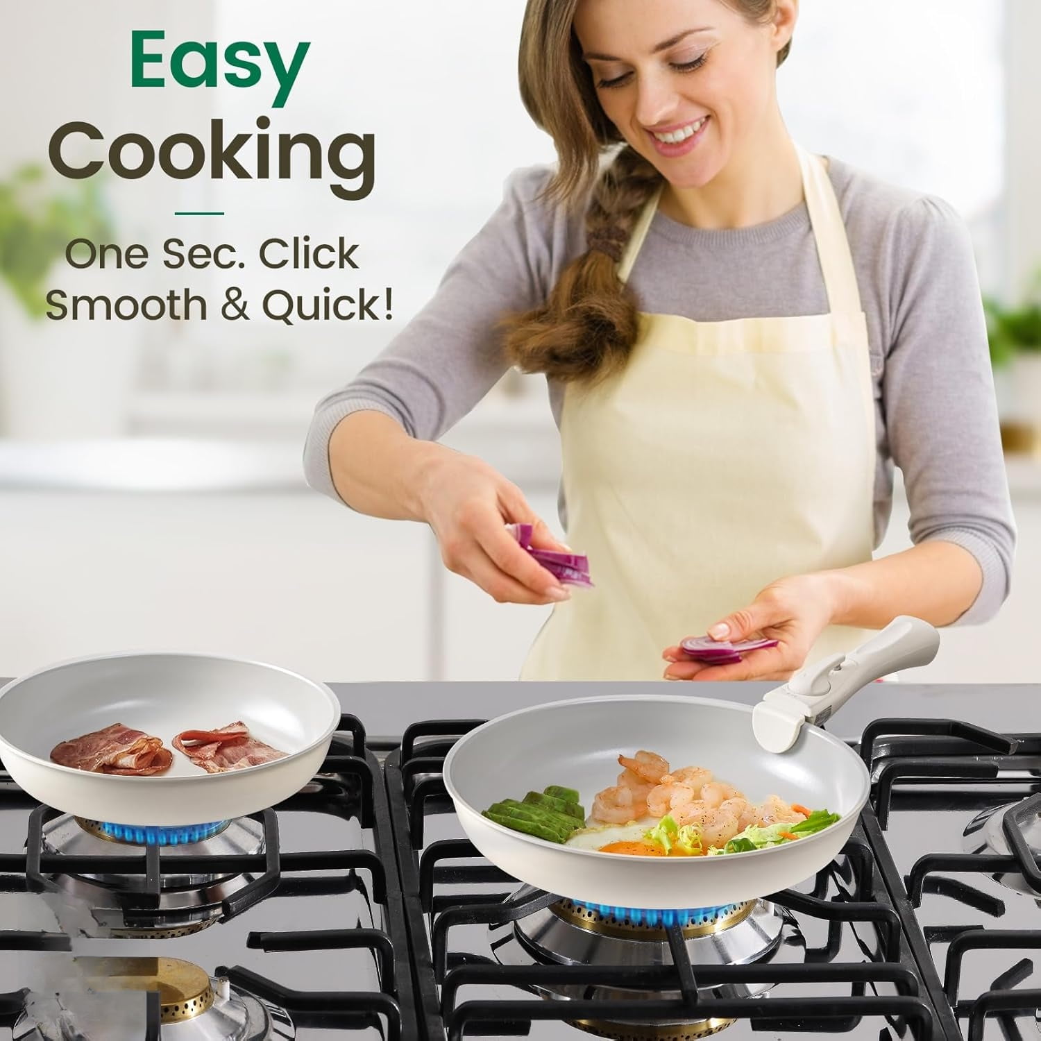 19-Piece Ceramic Nonstick Pots and Pans Set with Detachable Handle ...