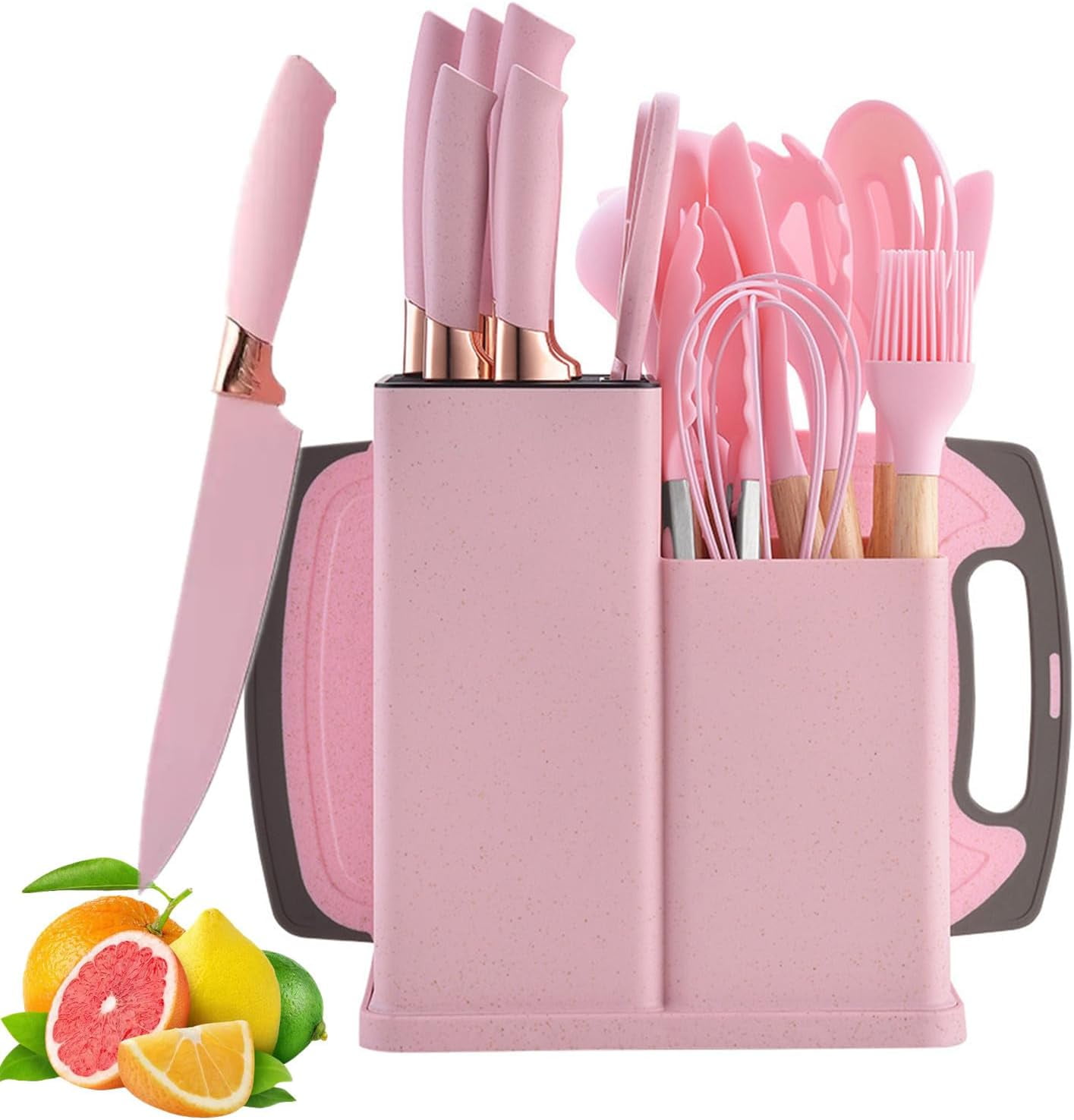 19 Piece Kitchenware Utensils and Knife Set- Includes: 9 Piece Silicone ...