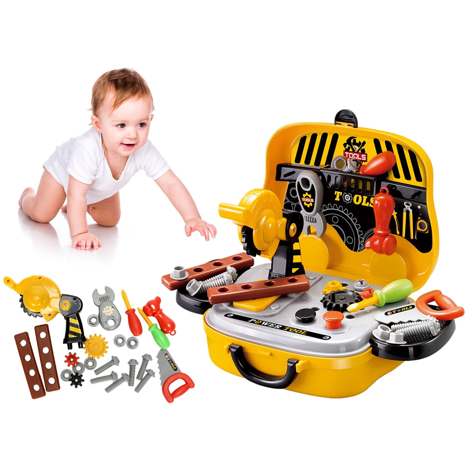 19-Piece Klds Tool Set with Toolbox - Realistic Construction Toy Kit ...