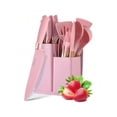 19-Piece Pink19 Silicone Kitchen Utensil Set With Holder And Knife For ...