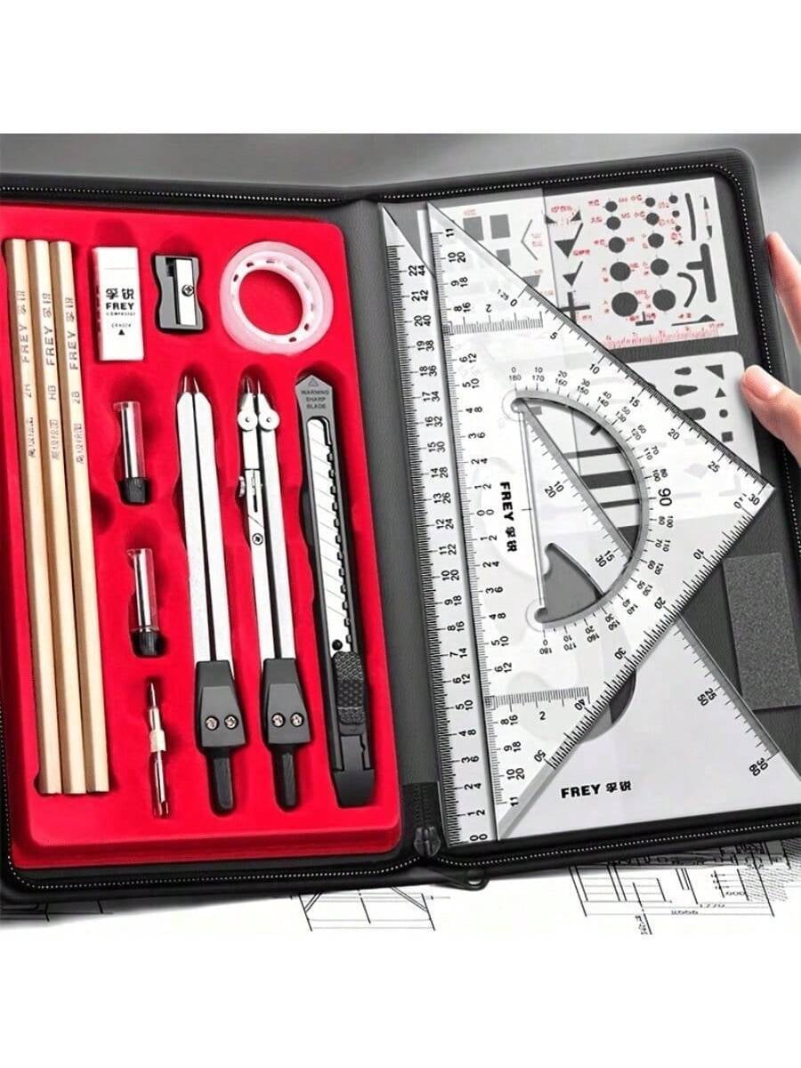 19-Piece Professional Aluminum Alloy Compass Drawing Kit – CAD ...