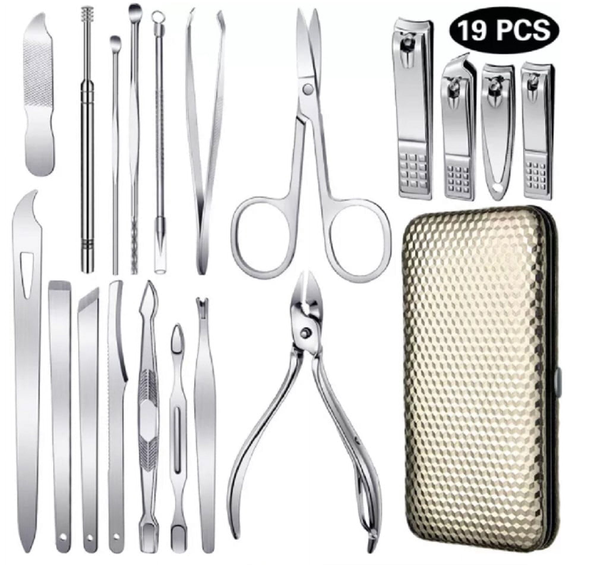 19-Piece Professional Stainless Steel Manicure & Pedicure Kit ...
