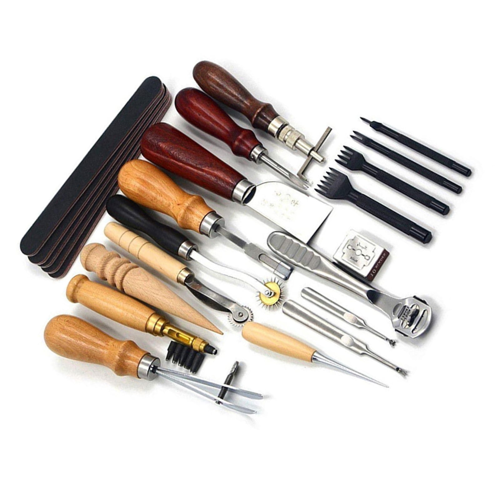 19 Piece Set Leather Craft Punching Tool Leather Craft Stitch Engraving ...