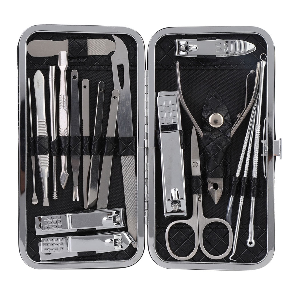 19-Piece Stainless Steel Manicure Pedicure Set - Includes Nail Clippers ...