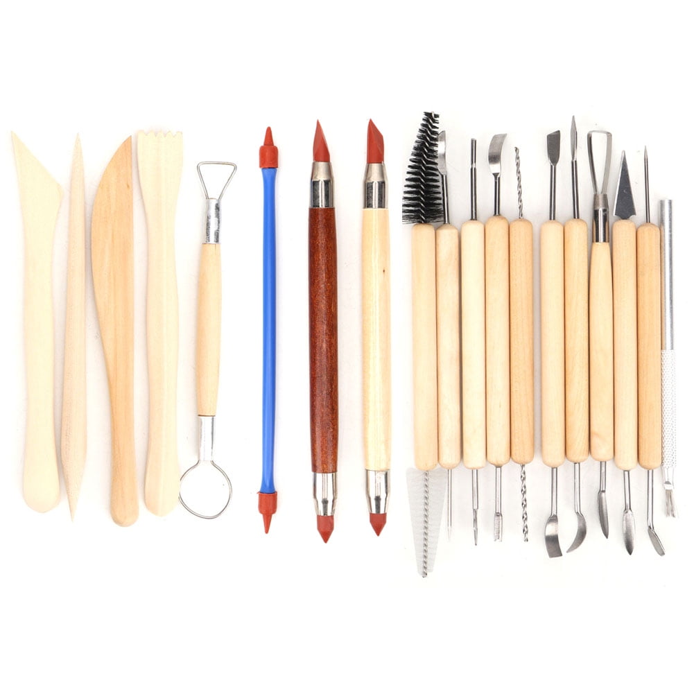 19-Piece Wooden Pottery Tools for Unique Artistry & Crafting Creative Clay Sculpting Kit ...