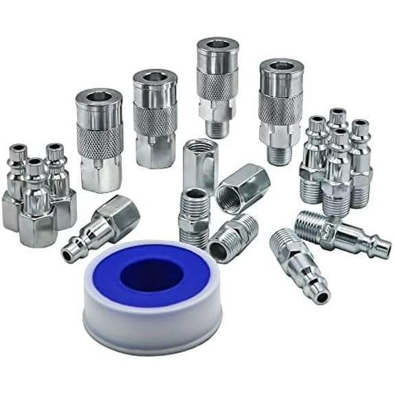 19 Pieces Air Hose Fittings, 1/4 NPT Industrial Air Coupler & Plug Kit$$Tools & Hardware Other ...