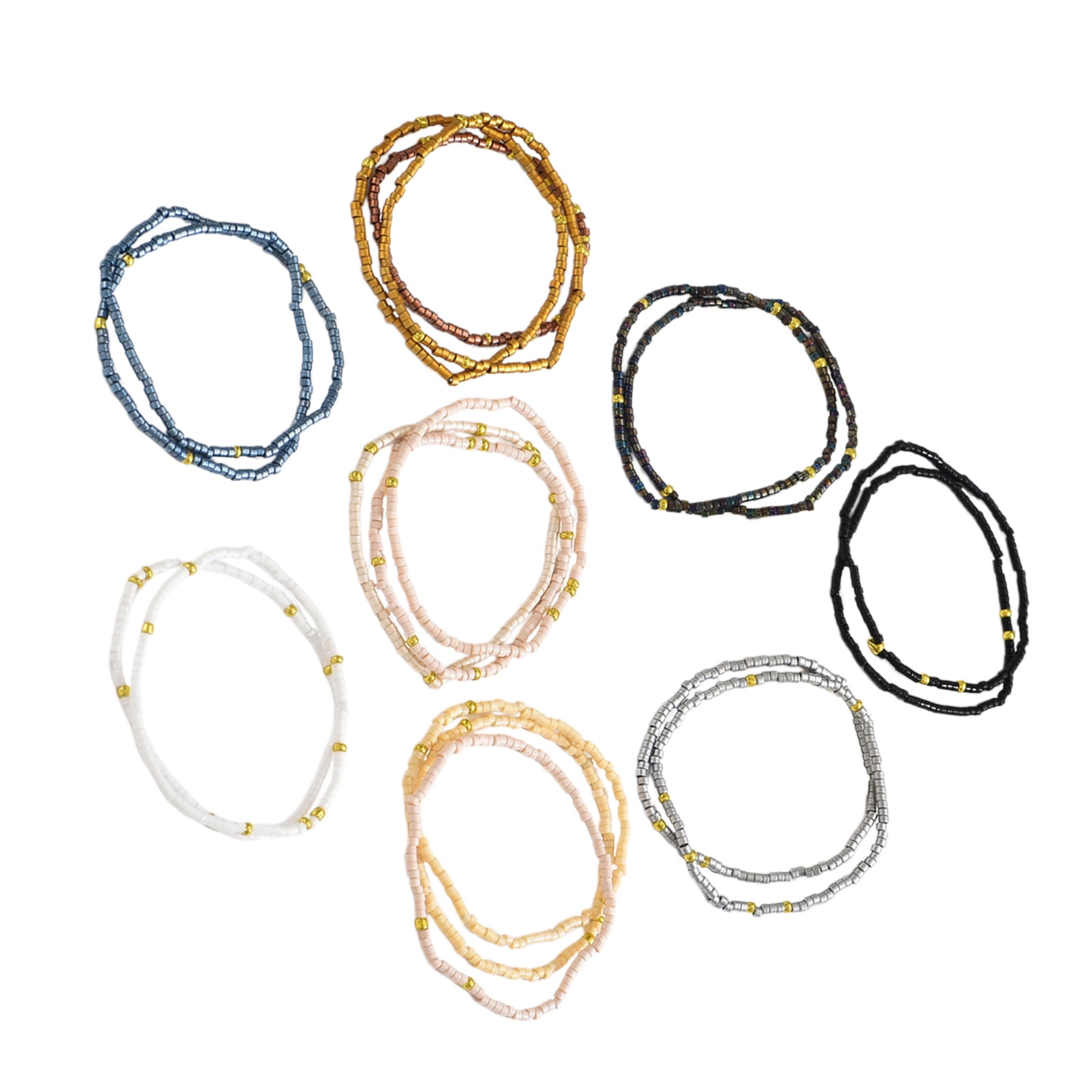 19 Pieces Elastic Cord Glass Bead Bracelets Set Comfort Fit Design for ...