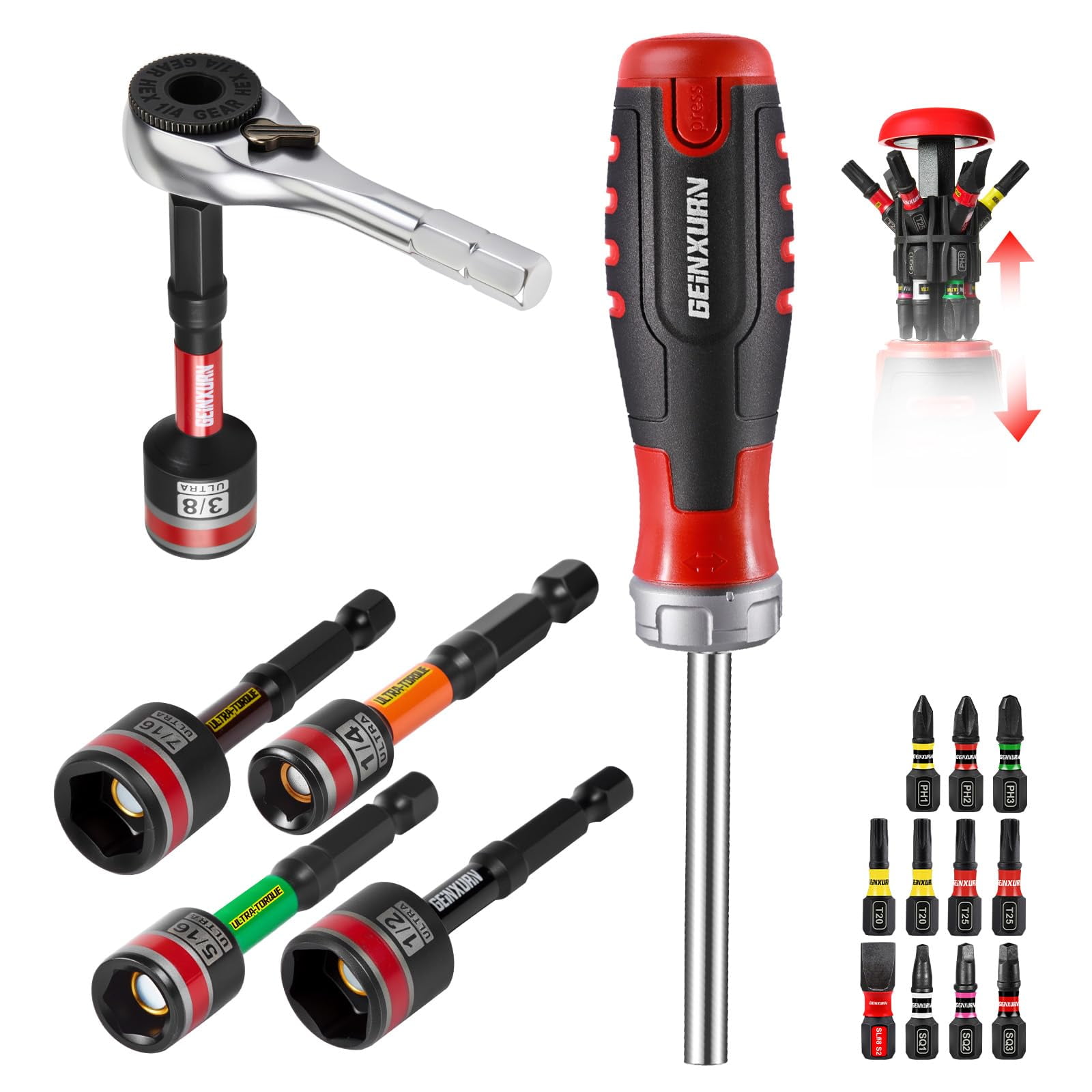 19 Pieces Ratcheting Screwdriver Set, Mini Rachet Wrench, Rachet ...