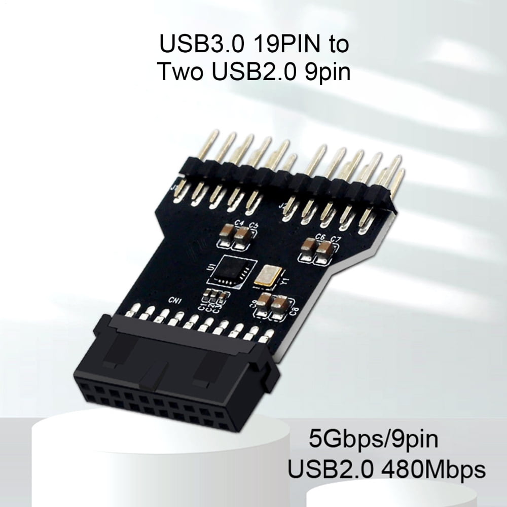19 Pin USB 3.0 Header Motherboard to Double 9 Pin USB 2.0 Splitter Adapter Port Multiplier HUB ...