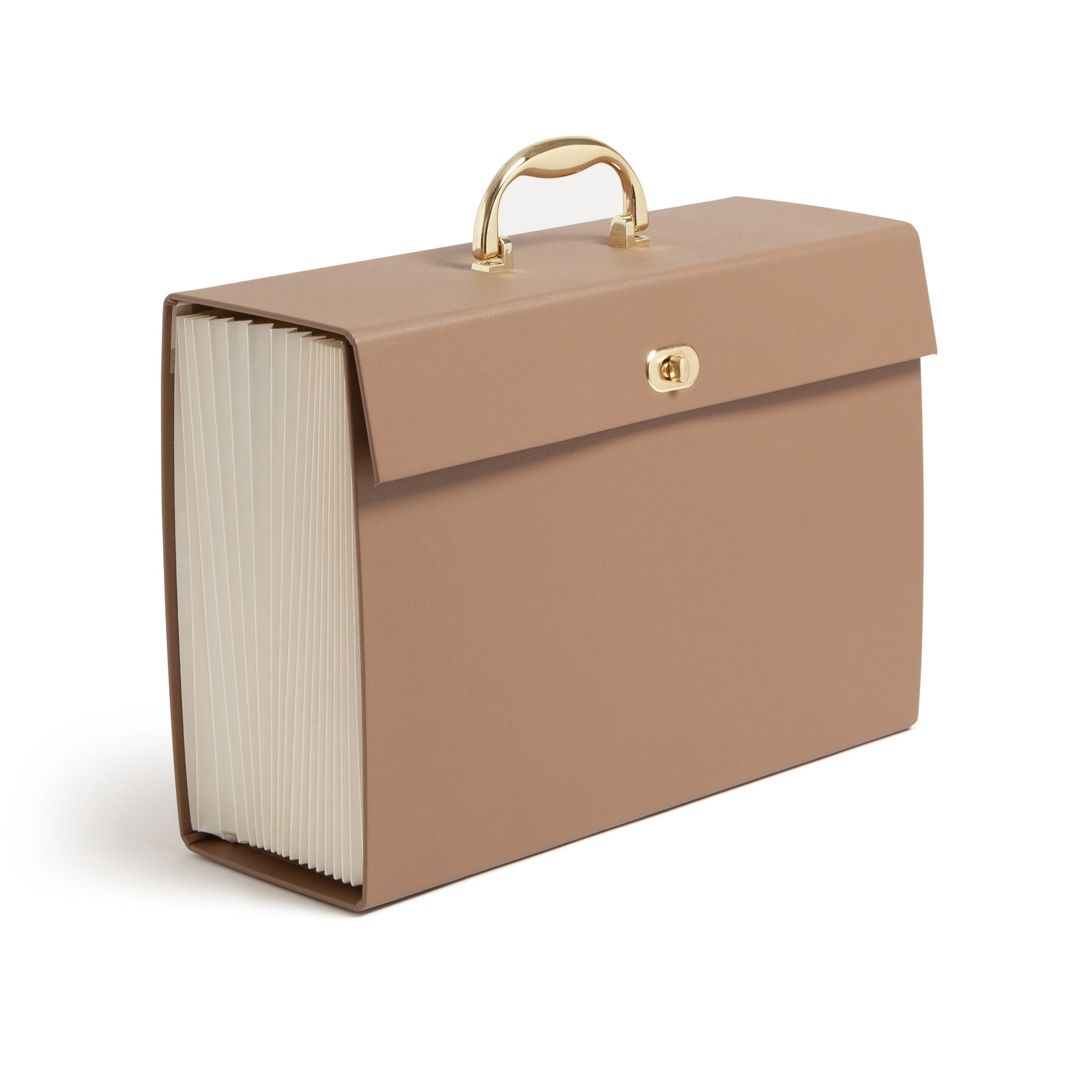 19 Pocket Recycled Pleather Expandable File Light Brown: File Organizer ...