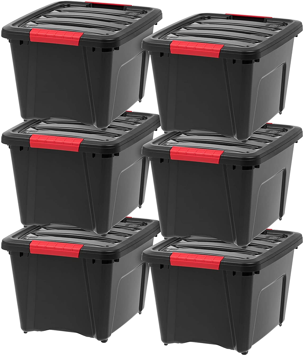 19 QT Plastic Storage Box with Lid and Latches - 6 Pack - BPA-Free ...