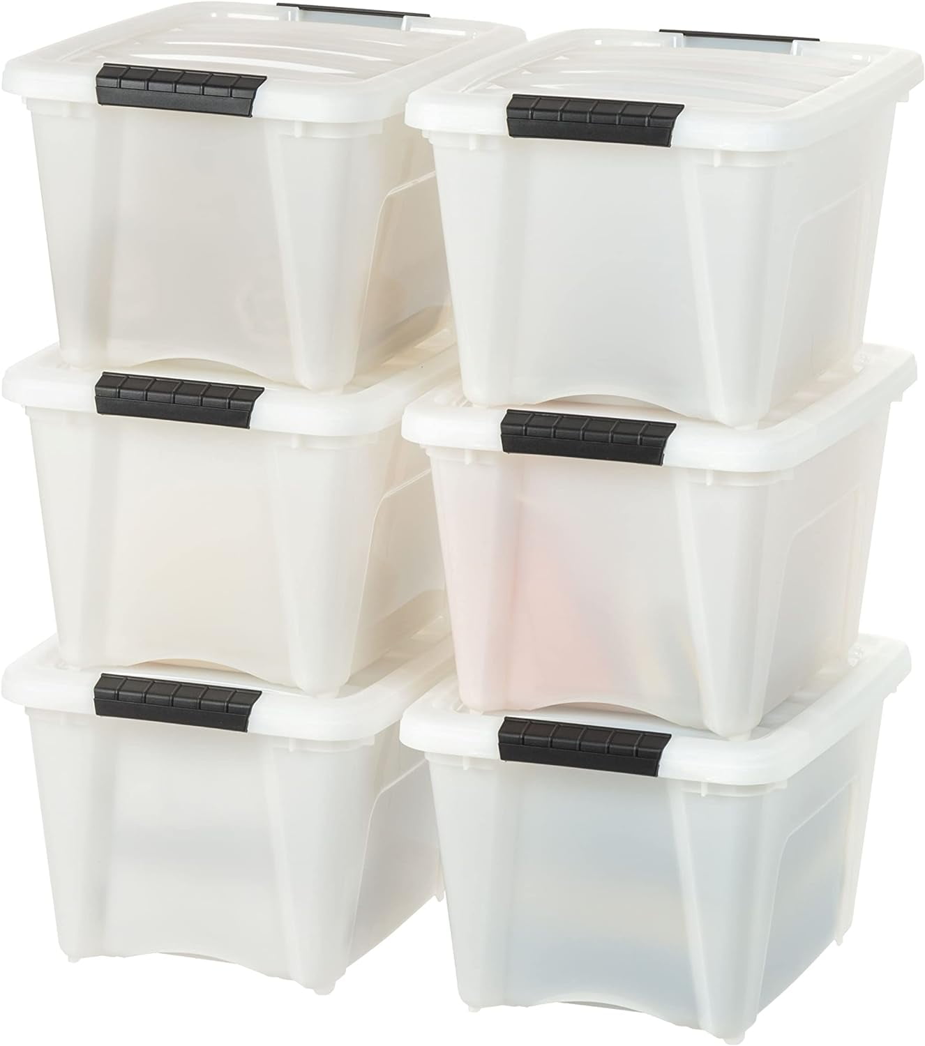 19 Qt Stackable Plastic Storage Bins with Lids, 6 Pack - BPA-Free, Made ...