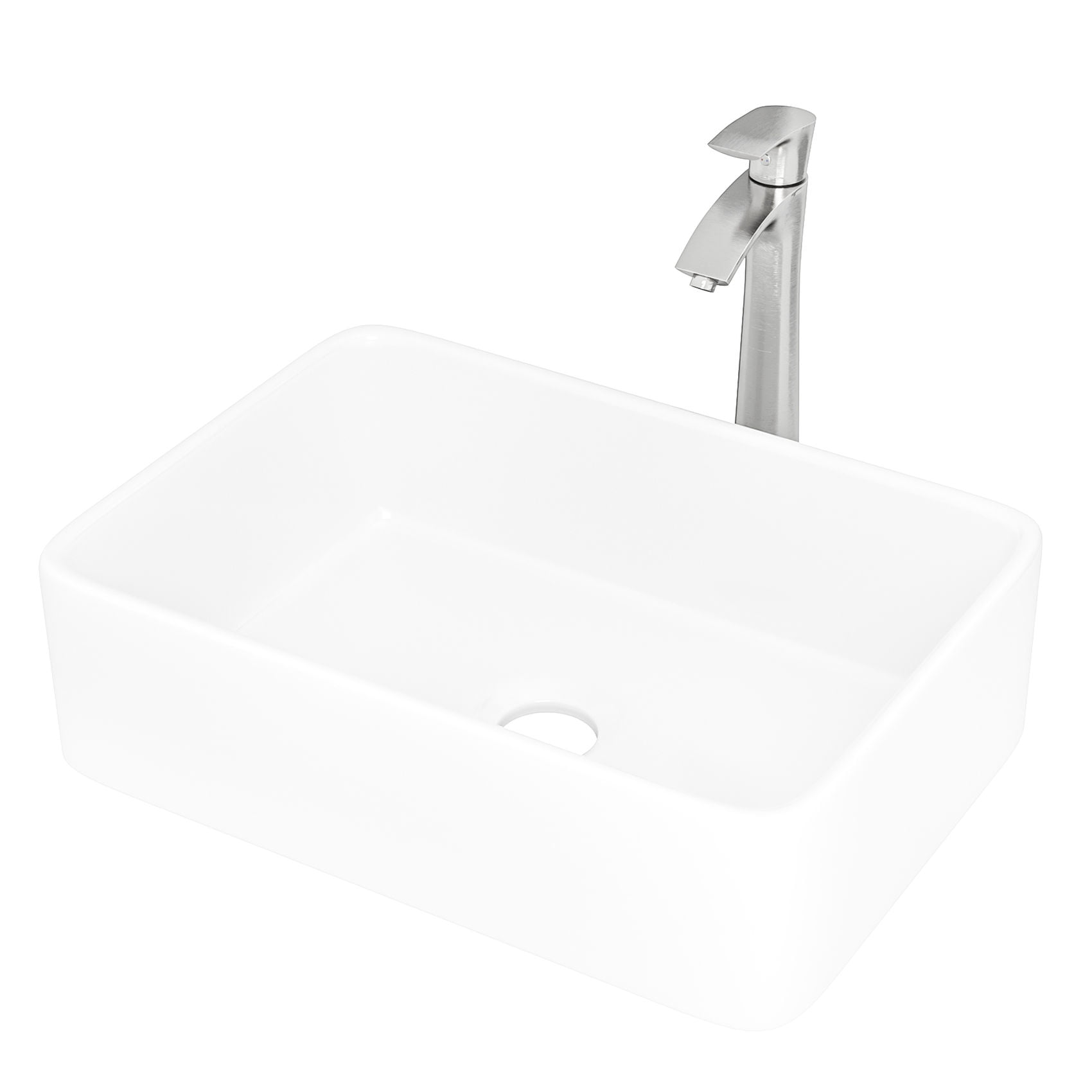 19" Rectangle White Ceramic Vessel Sink and Faucet Combo | Modern ...