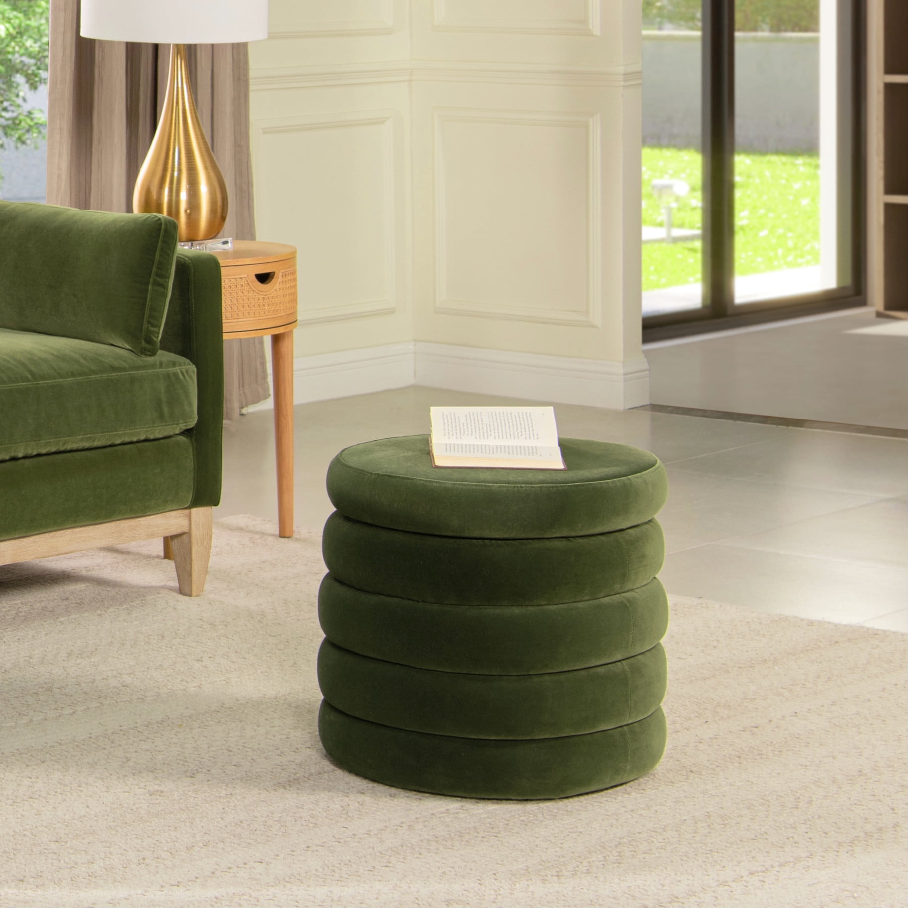 19" Round Storage Ottoman | High - Quality Crafted with Floor ...