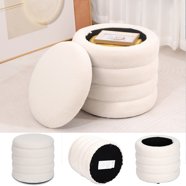Joveco Round Velvet Ottoman Footstool, Modern Upholstered Button Tufted ...