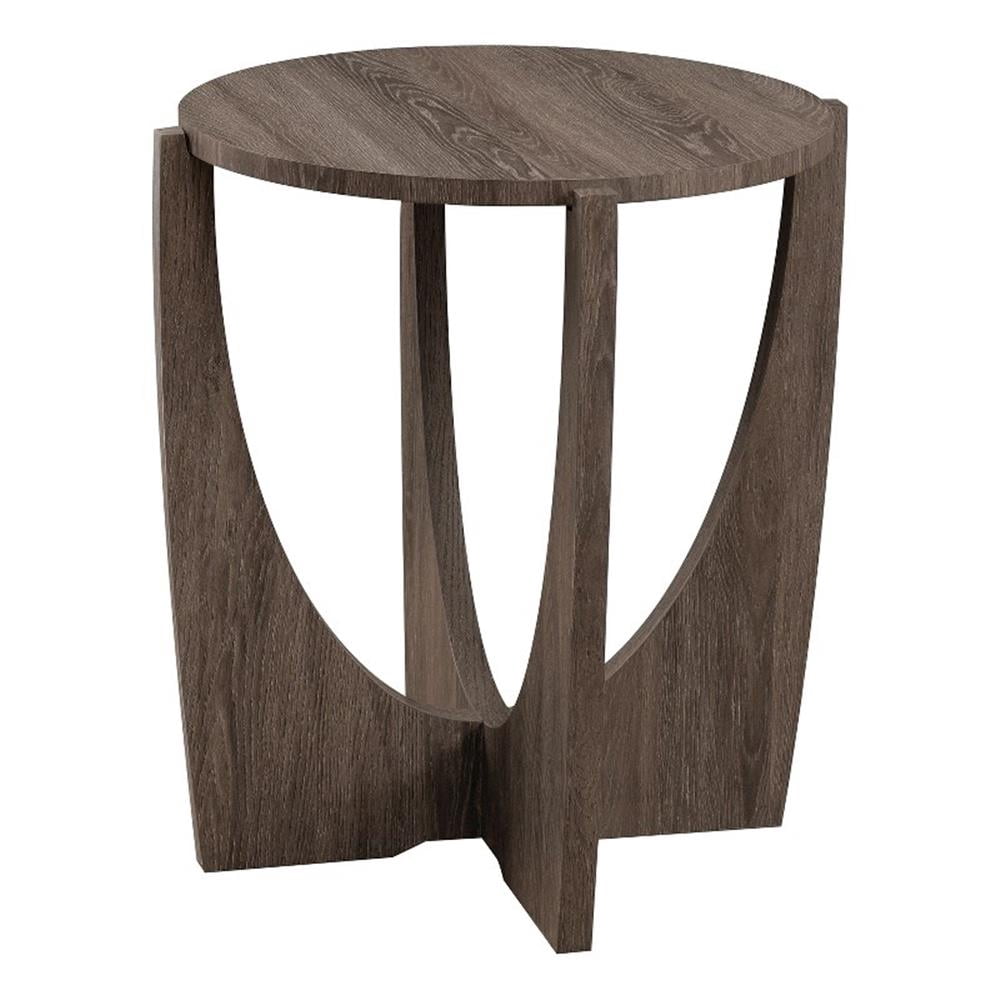 19" Round Wood Side Table with Open Crossed Arch Base - Cerused Ash ...
