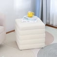 19" Square Storage Ottoman Sherpa Foot Rest Footstool Upholstered ...