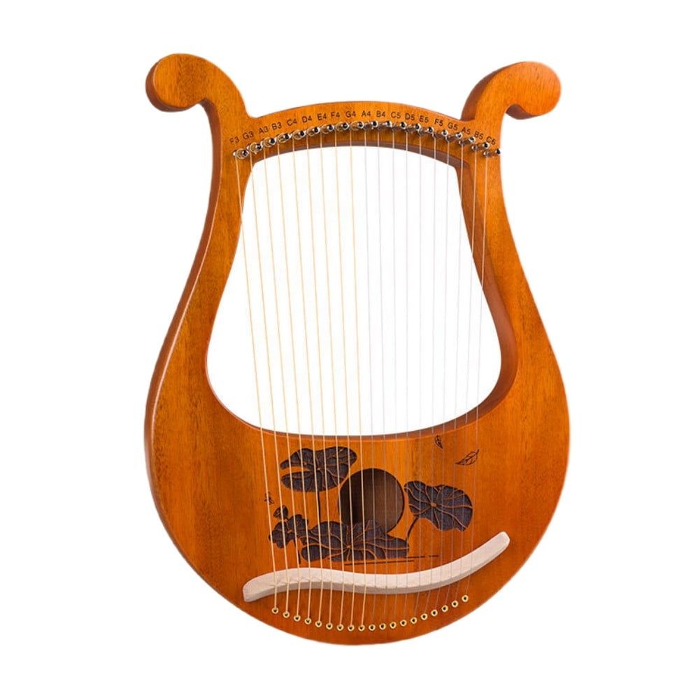 19 Strings Mahogany Lyre Harp Musical Instrument with Tuning Wrench and ...