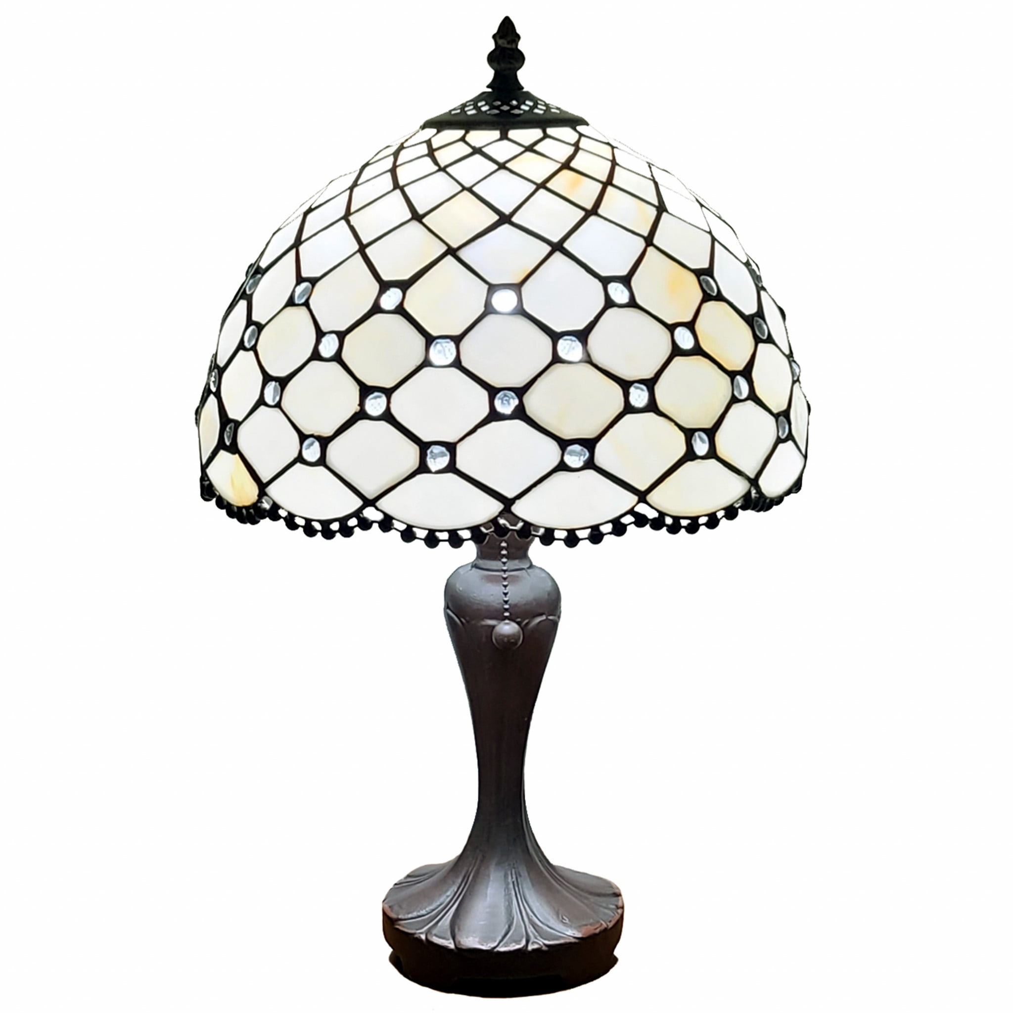 19" Tiffany Style Jeweled Glass Shade Table Lamp - Walmart.com