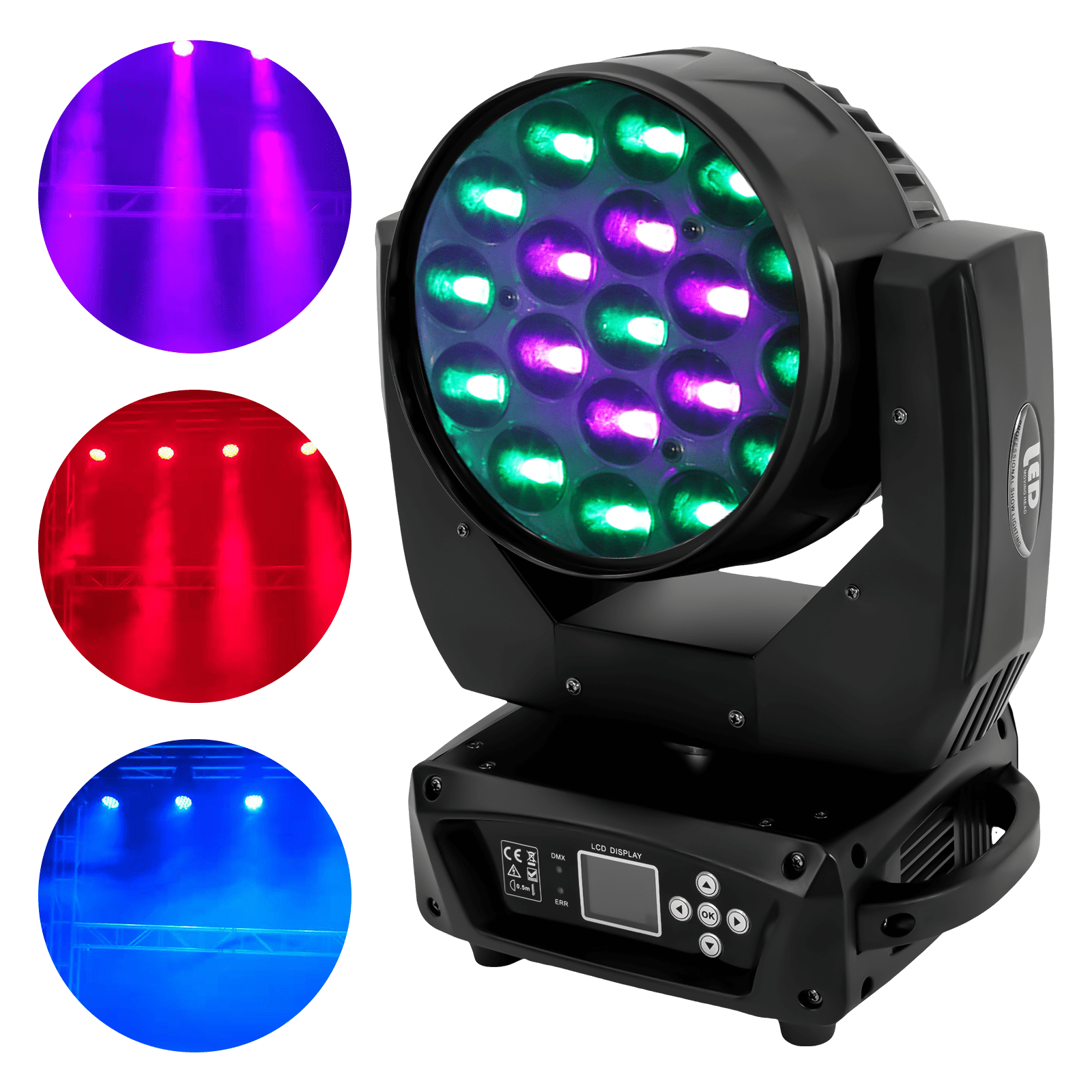19 X 15W Bee Eye Led Moving Head Light RGBW Stage Lighting Dj Wash Zoom ...
