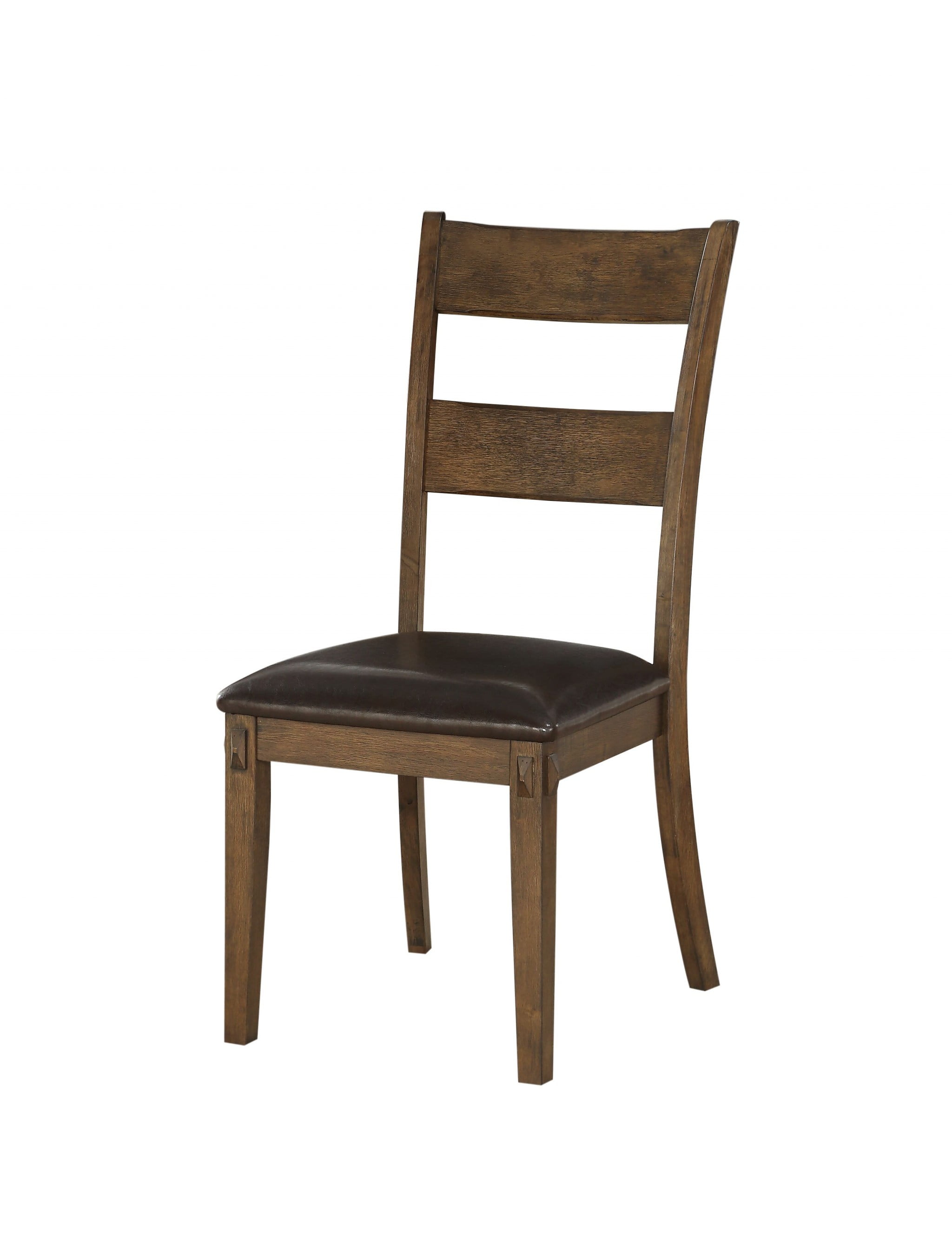 19" X 21" X 39" Faux Leather Upholstered and Dark Oak Wood Side Chair ...