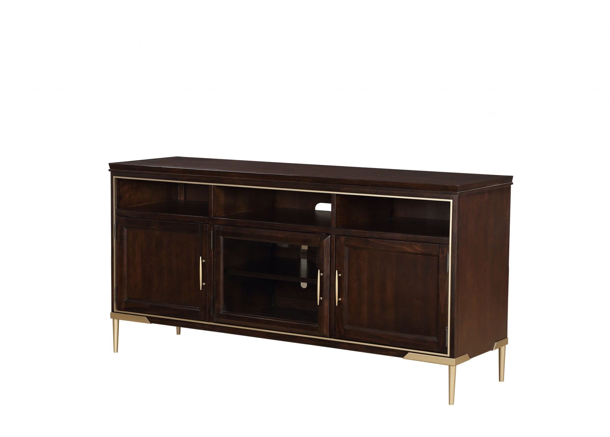 19" X 64" X 32" Cherry Metal Wood TV Stand - Walmart.com