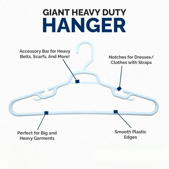 19" XL Plastic Hangers – Extra Large Heavy Duty Clothes Hangers for ...