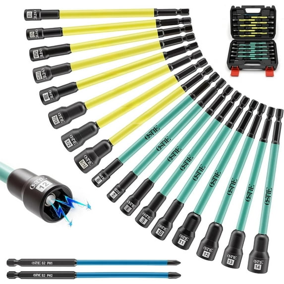 19 count Nut Driver Set, 6 Inch Extra Long Nut Driver Set for Impact ...