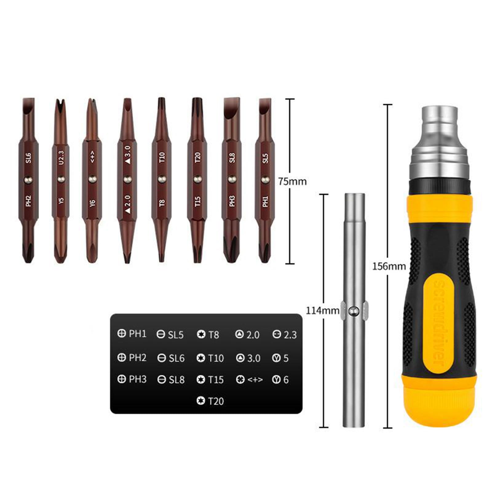 19-in-1 Ratchet Screwdriver Set, Portable Ratcheting Screwdriver Set ...