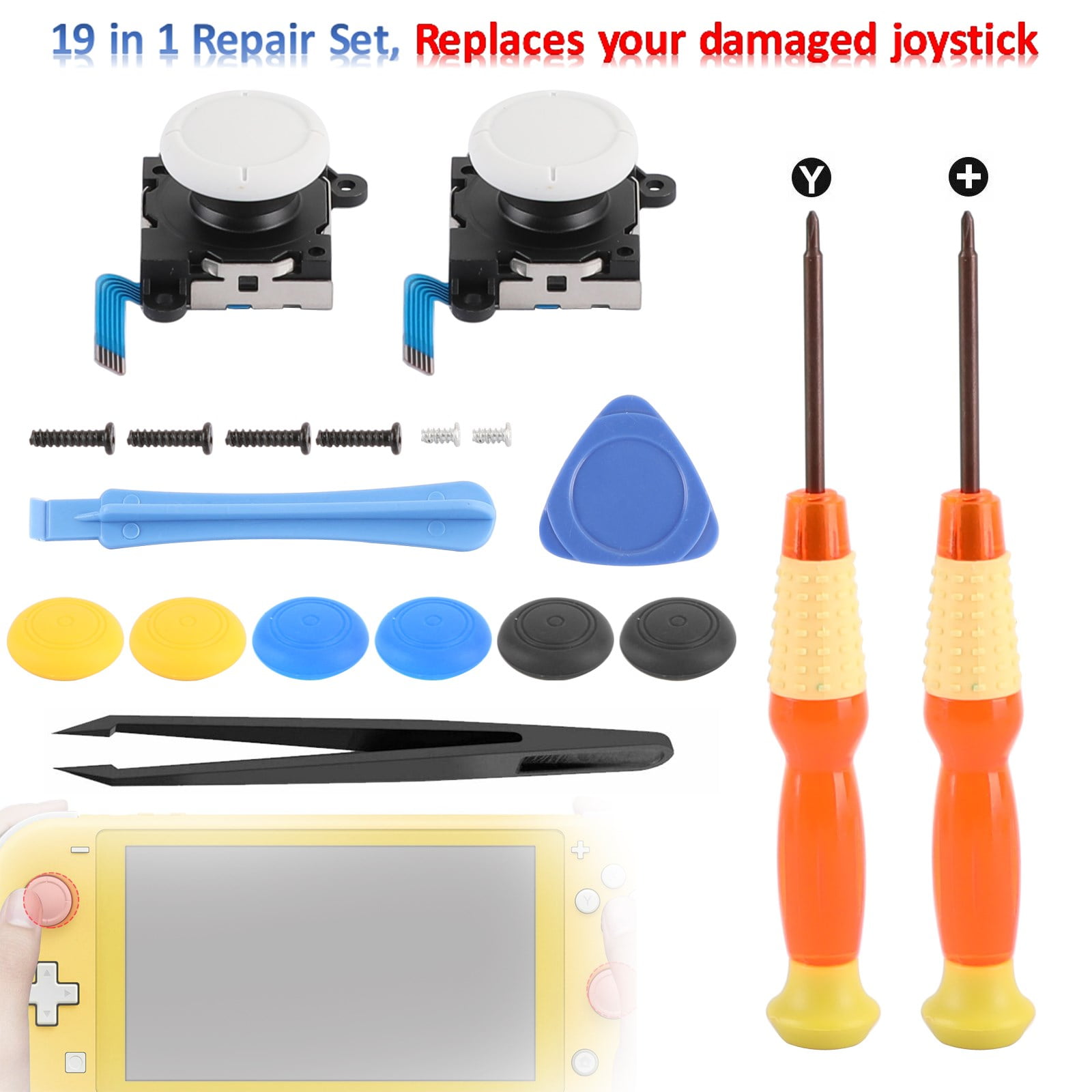 19 in 1 Repair Set w/3D Analog Sensor Stick+Tool Fit for Switch Lite ...