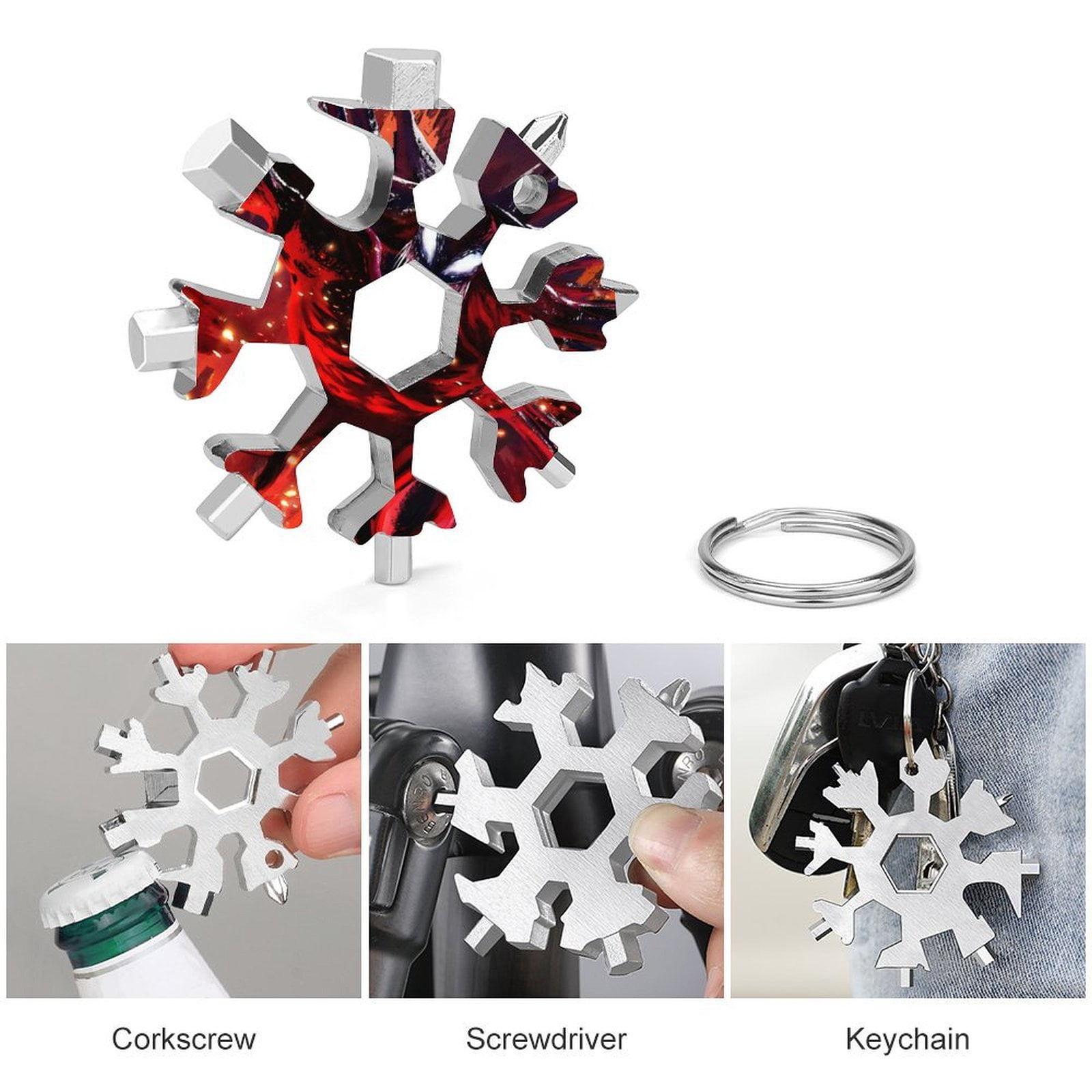 19-in-1 Snowflake Multi Tool, Bottle Opener/Flat Phillips Screwdriver ...