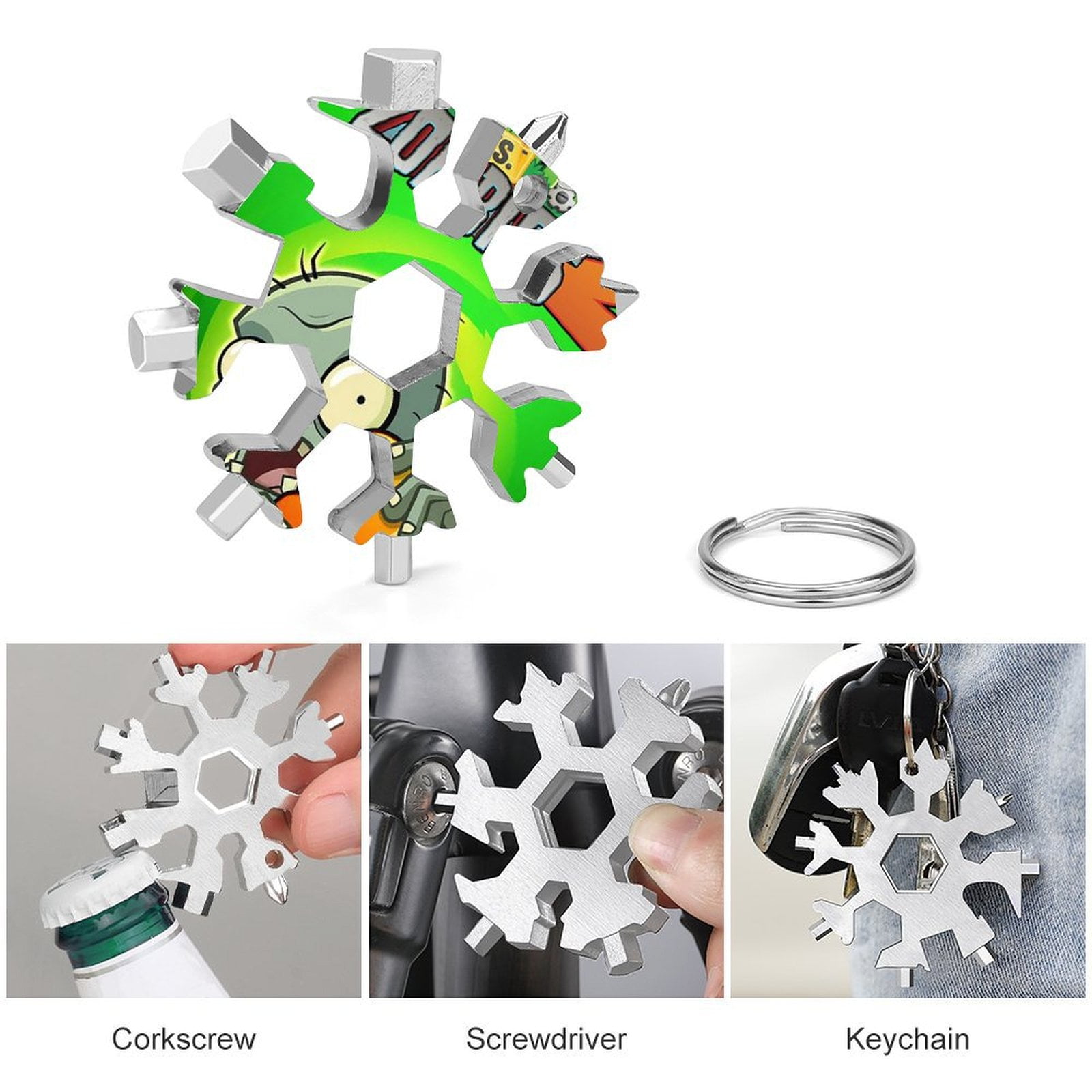 19-in-1 Snowflake Multi Tool, Bottle Opener/Flat Phillips Screwdriver ...