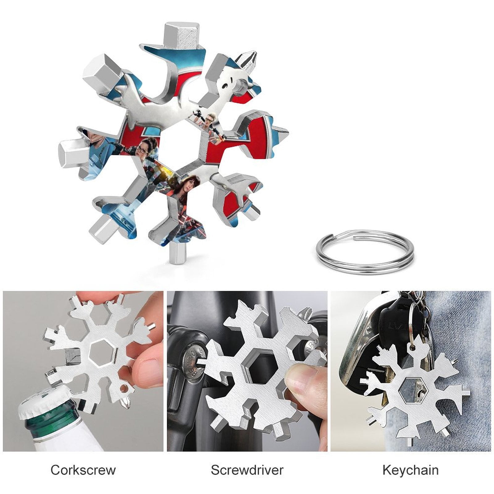 19-in-1 Snowflake Multi Tool, Bottle Opener/Flat Phillips Screwdriver ...