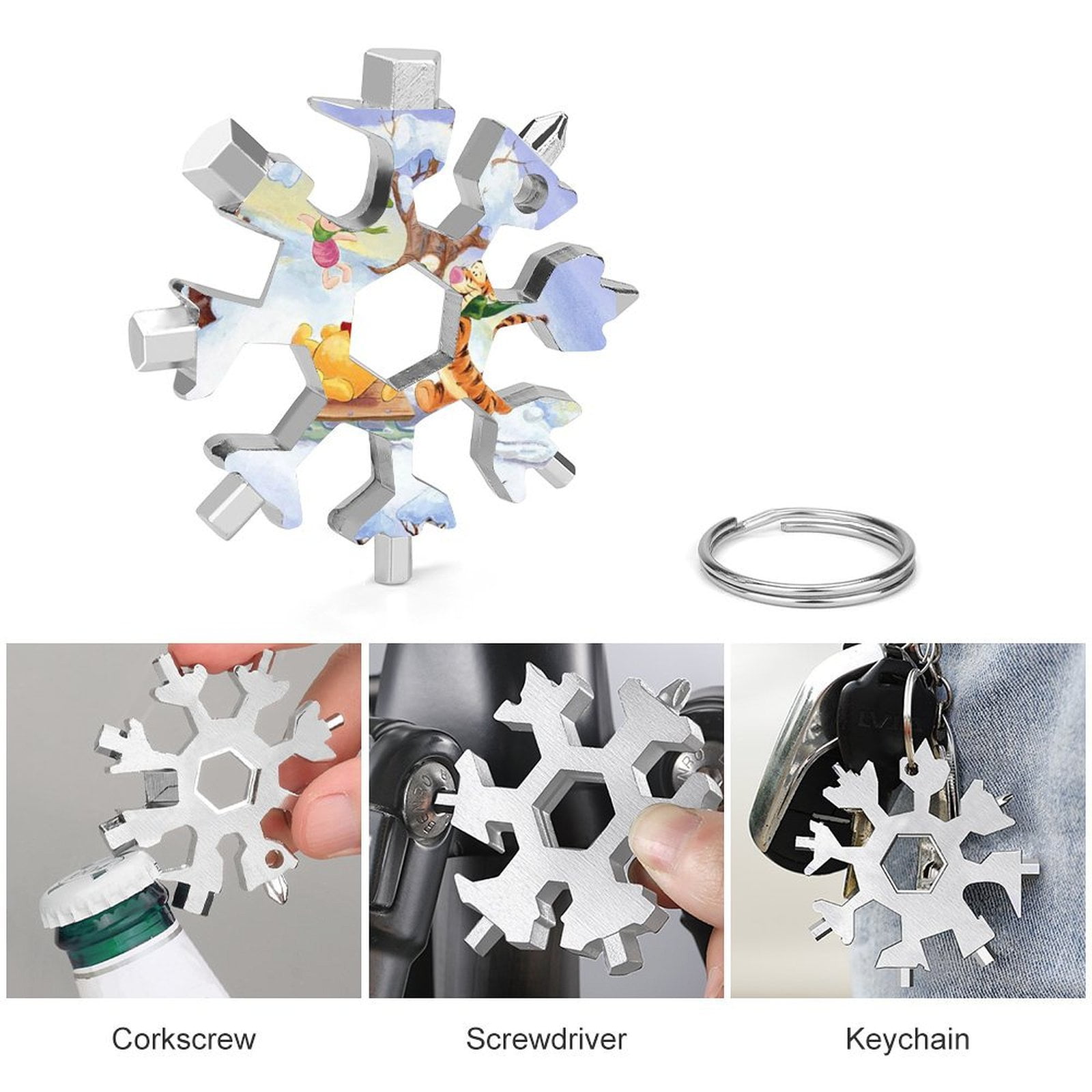 19-in-1 Snowflake Multi Tool, Bottle Opener/Flat Phillips Screwdriver Kit/Wrench, Camping Gear ...