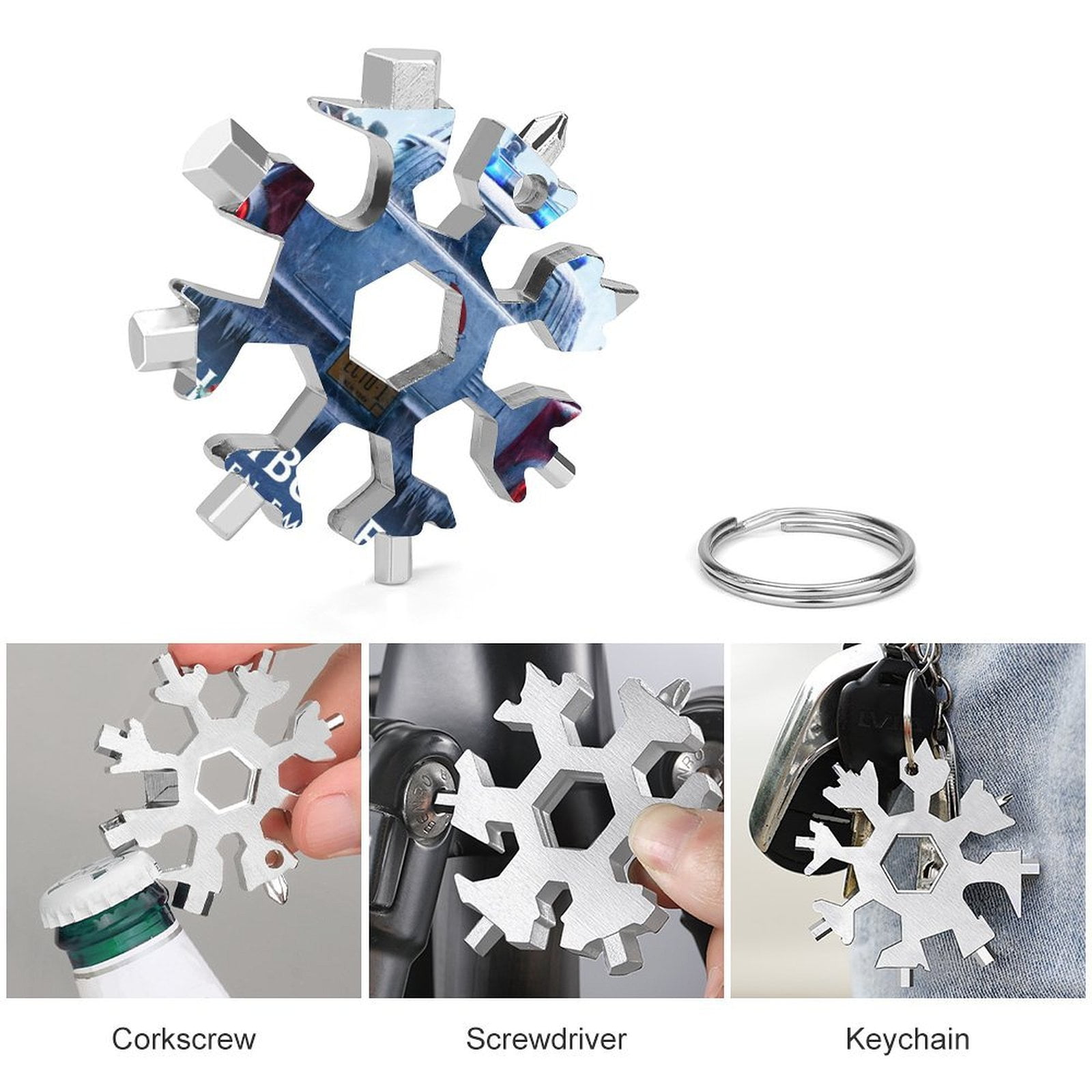 19-in-1 Snowflake Multi Tool, Bottle Opener/Flat Phillips Screwdriver ...