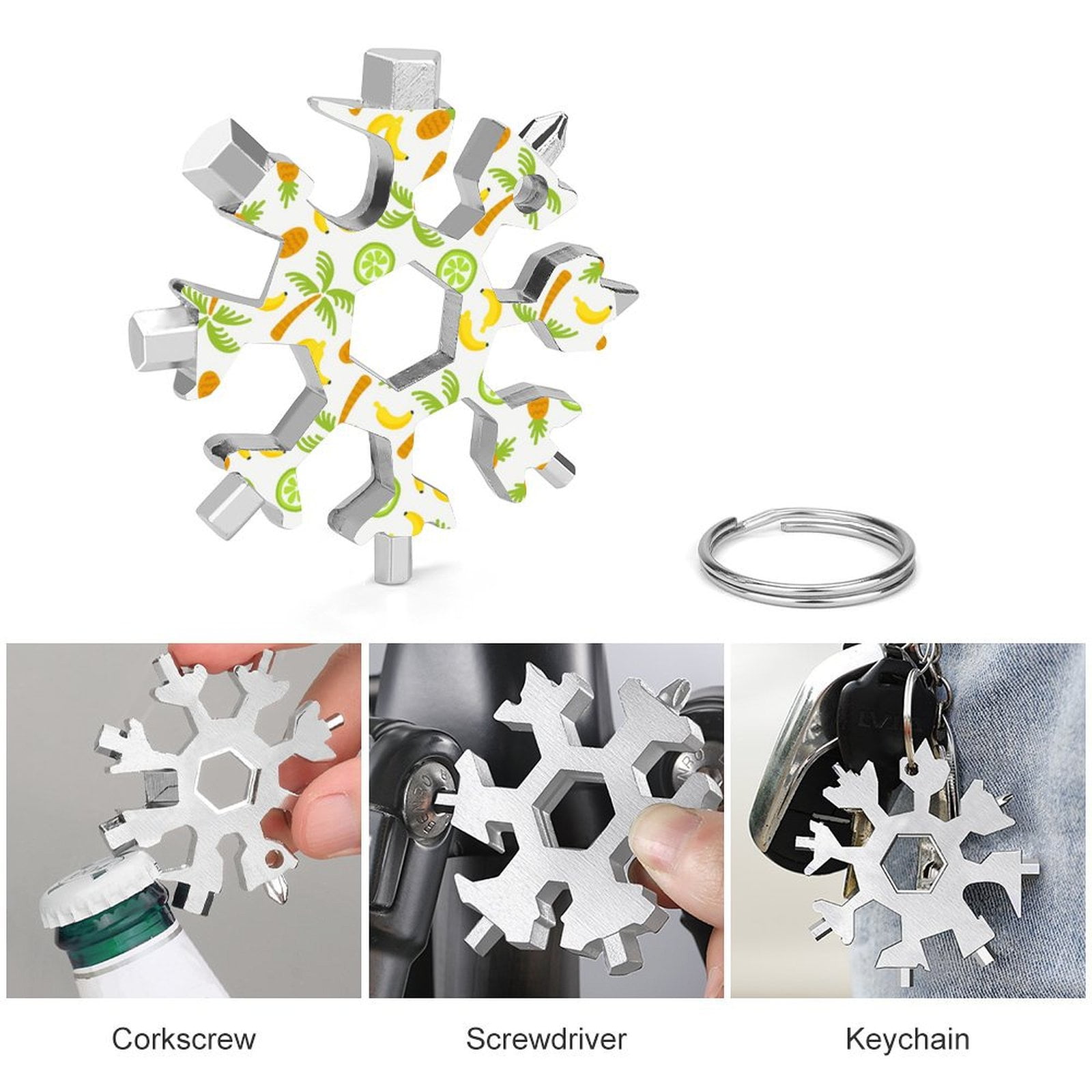 19-in-1 Snowflake Multi Tool, Bottle Opener/Flat Phillips Screwdriver ...