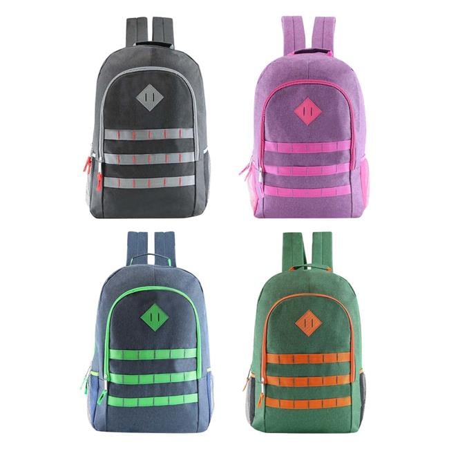19 in. Classic Contrasting Trim Backpacks, Assorted Color - Pack of 24 ...