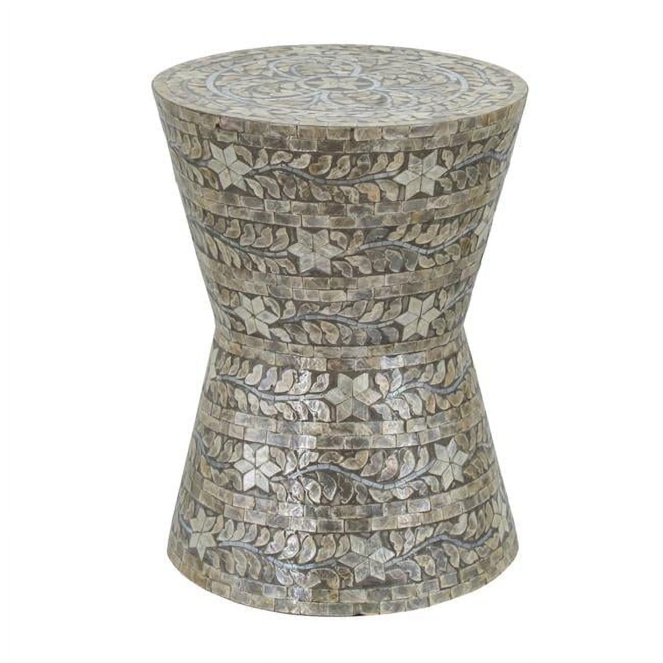 19 in. Star Foliage Pattern Gray & Brown Luxury Accent Table Stool ...