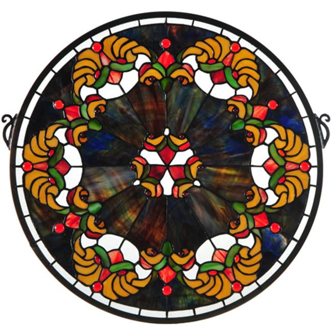 19 in. W x 18 in. H MiddeLighton Medallion Stained Glass Window ...