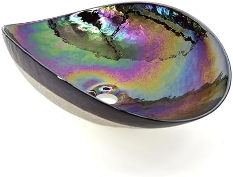 19-inch Art Glass Vessel Sink - Chestnut Brown with Seashell Decorative ...